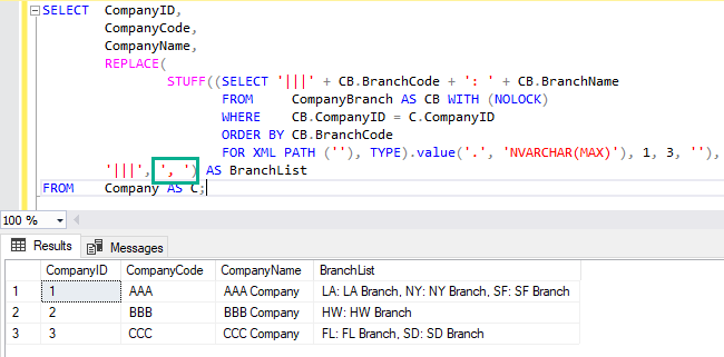 T Sql 改行を挟んで複数行の文字列を結合する 便利なt Sql&クエリー集 Sql Server 入門